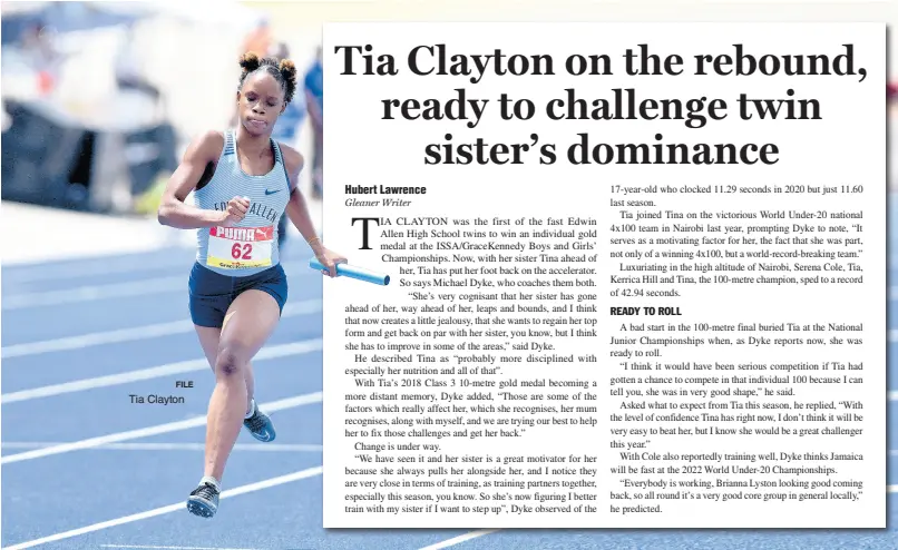 Tia Clayton on the rebound, ready to challenge twin sister’s dominance - PressReader