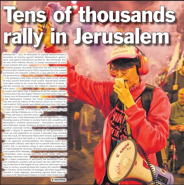 Tens of thousands rally in Jerusalem - PressReader