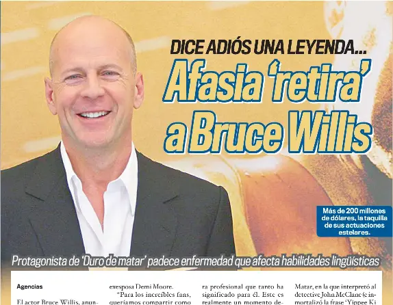 Afasia ‘retira’ a Bruce Willis - PressReader