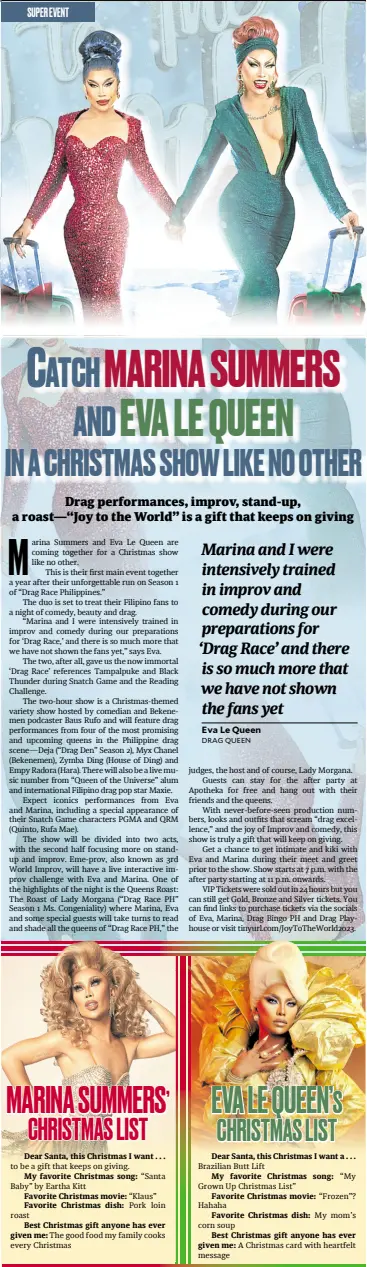 CATCH MARINA SUMMERS AND EVA LE QUEEN IN A CHRISTMAS SHOW LIKE NO OTHER - PressReader