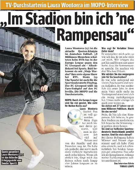 TV-Durchstart­erin Laura Wontorra im MOPO-Interview - PressReader