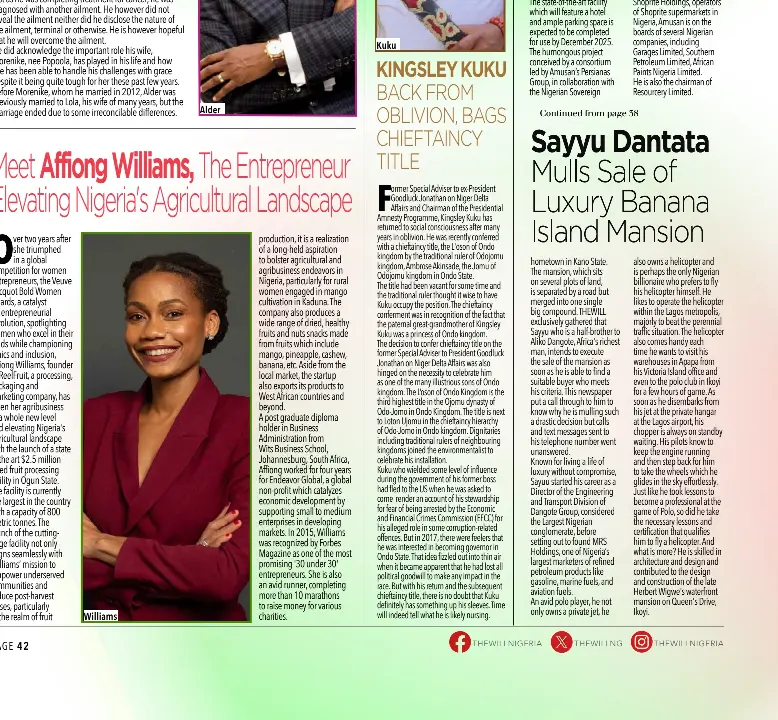 Meet Affiong Williams, The Entreprene­ur Elevating Nigeria's Agricultur­al Landscape - PressReader