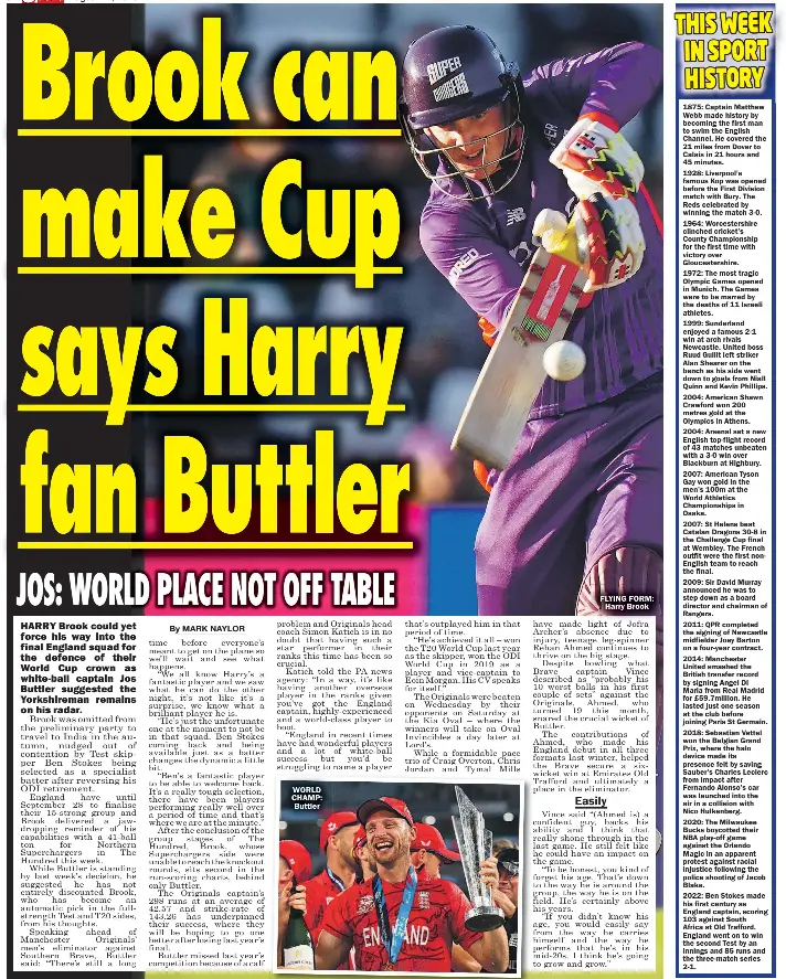 Brook can make Cup says Harry fan Buttler - PressReader