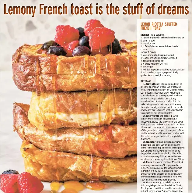 LEMON RICOTTA STUFFED FRENCH TOAST - PressReader