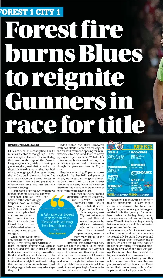 Forest fire burns Blues to reignite Gunners in race for title - PressReader