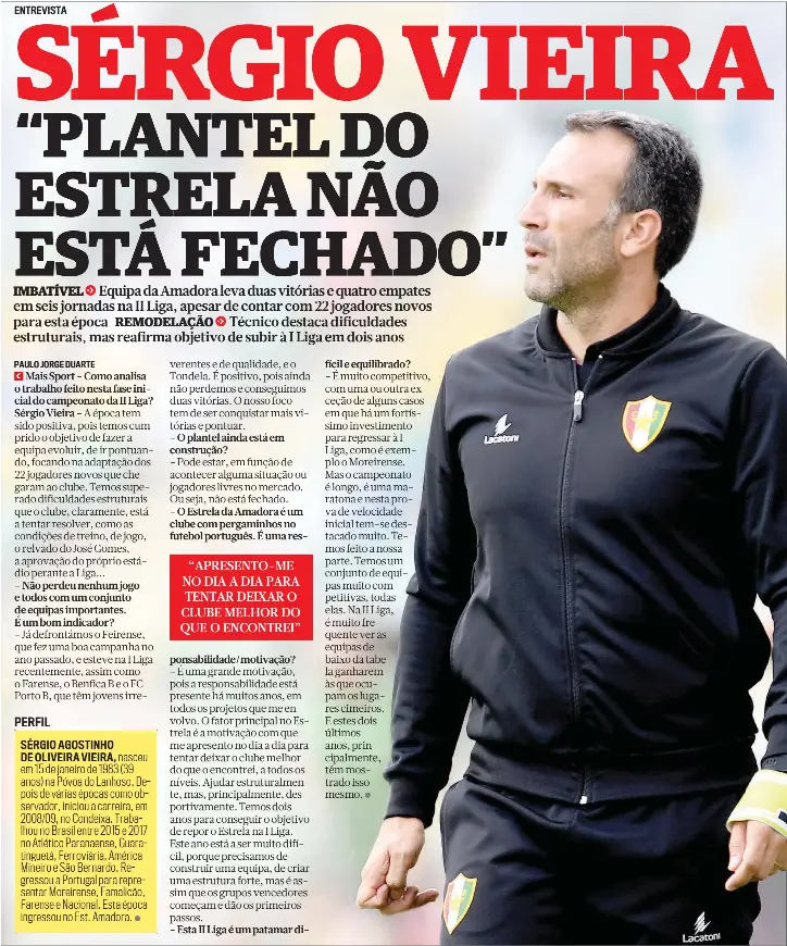 SÉRGIO VIEIRA “PLANTEL DO ESTRELA NÃO ESTÁ FECHADO” - PressReader