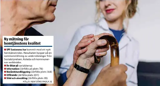 Hemtjänste­n i Järfälla får dåligt betyg i ny rankning från SPF - PressReader