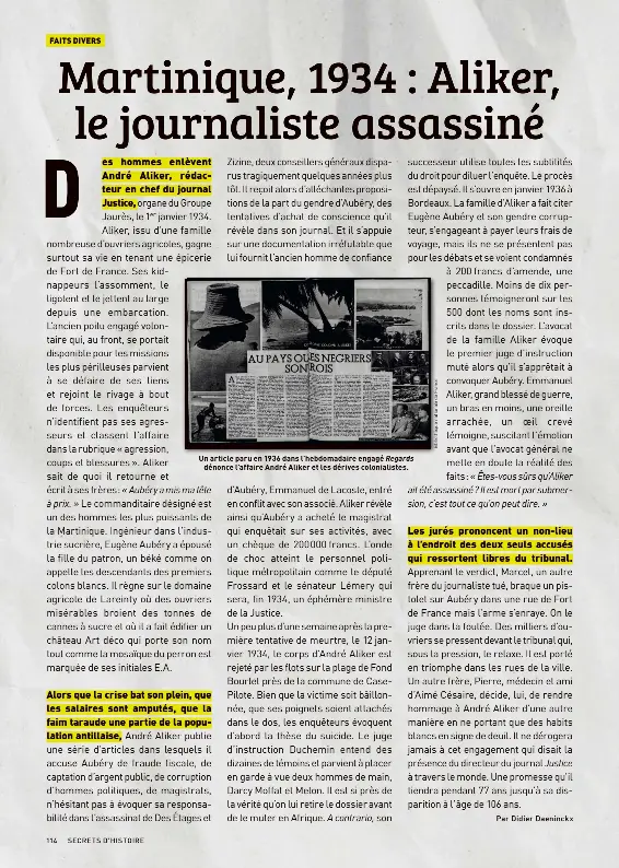 Martinique, 1934 : Aliker, le journalist­e assassiné - PressReader