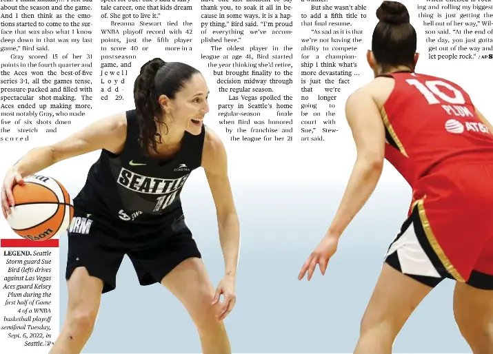 SUE BIRD’S CAREER ENDS AS ACES TOP STORM TO REACH THE FINALS - PressReader