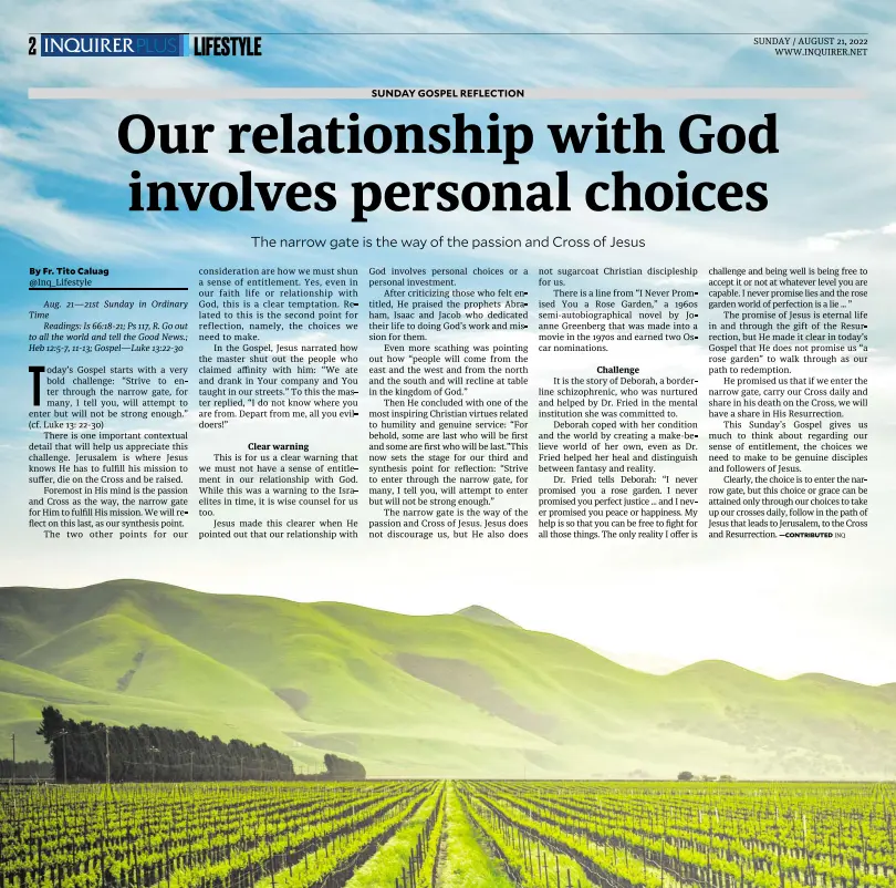 Our relationsh­ip with God involves personal choices - PressReader