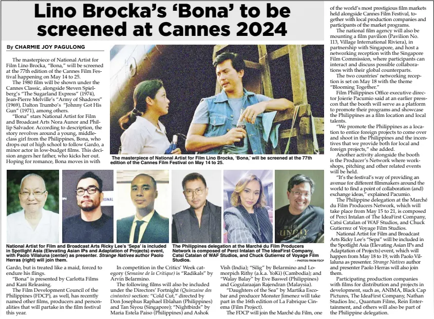 Lino Brocka’s ‘Bona’ to be screened at Cannes 2024 - PressReader