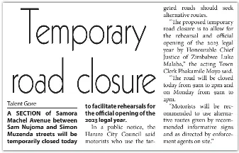 Temporary road closure - PressReader
