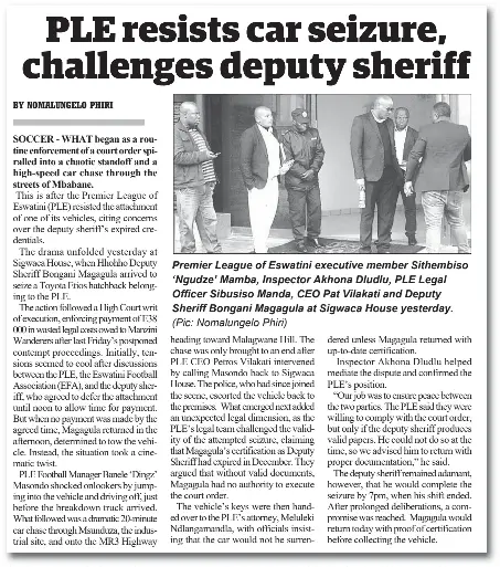 PLE resists car seizure, challenges deputy sheriff - PressReader