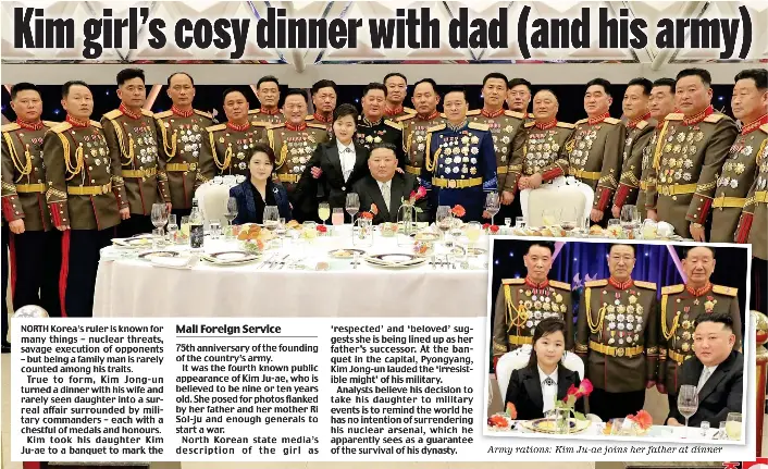 Kim girl’s cosy dinner with dad (and his army) - PressReader