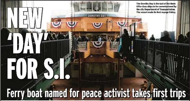 Ferry boat named for peace activist takes first trips - PressReader