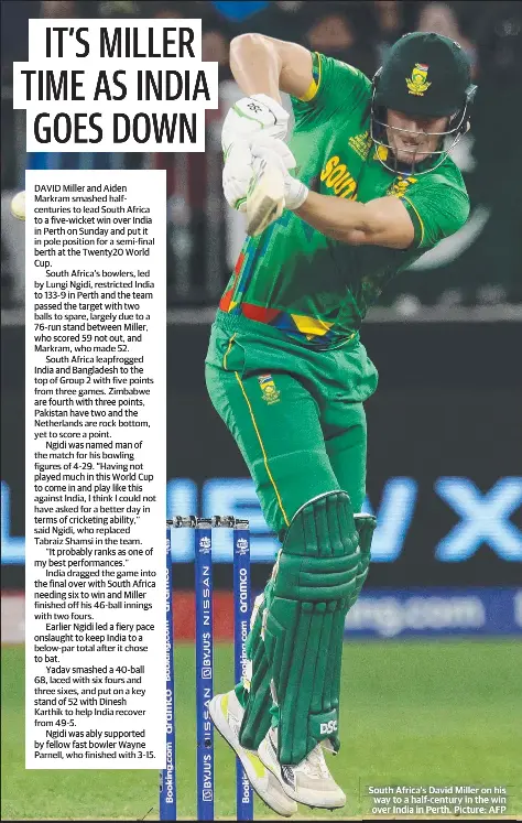 IT’S MILLER TIME AS INDIA GOES DOWN - PressReader