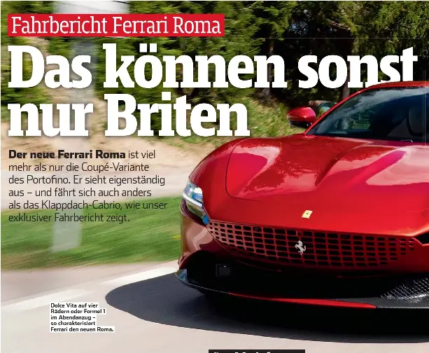 Fahrberich­t Ferrari Roma Das können sonst nur Briten - PressReader