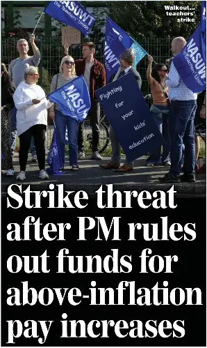 Strike threat after PM rules out funds for above-inflation pay increases - PressReader