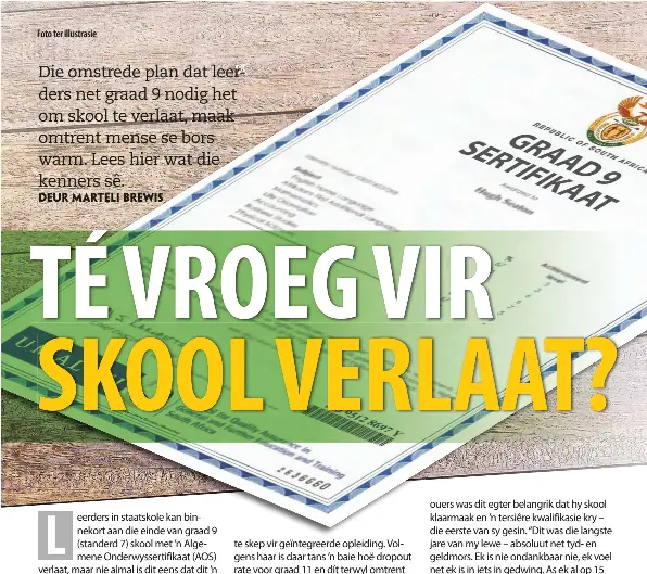 Klaar met skool: Is graad 9 te vroeg? - PressReader
