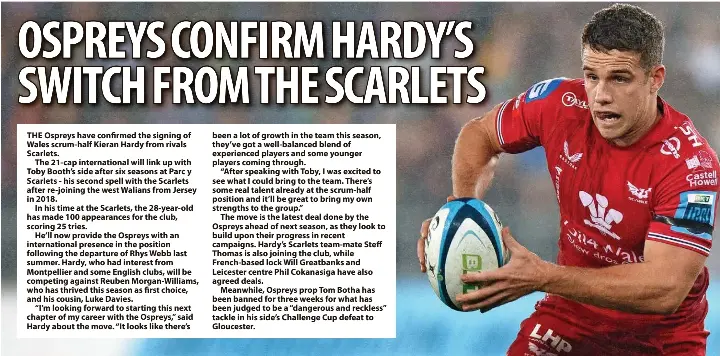 OSPREYS CONFIRM HARDY’S SWITCH FROM THE SCARLETS - PressReader