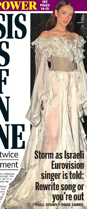 Storm as Israeli Eurovision singer is told: Rewrite song or you’re out - PressReader