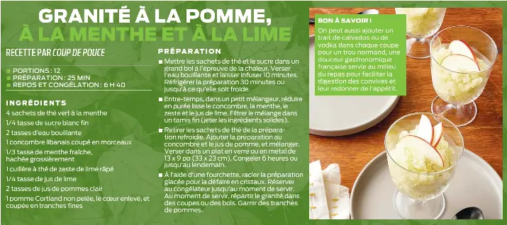GRANITÉ À LA POMME, À LA MENTHE ET À LA LIME - PressReader