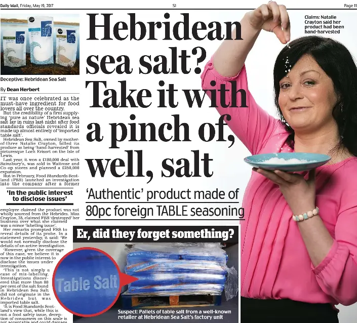 Hebridean sea salt? Take it with a pinch of, well, salt - PressReader