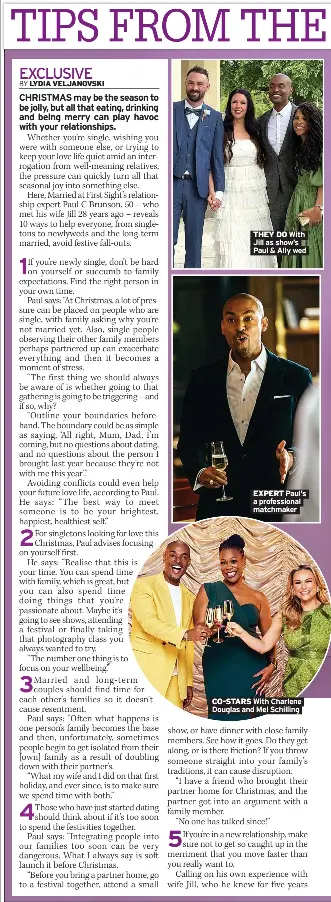 TIPS FROM THE MARRIED AT FIRST SIGHT EXPERT How YOUR relationsh­ip can survive Christmas ...