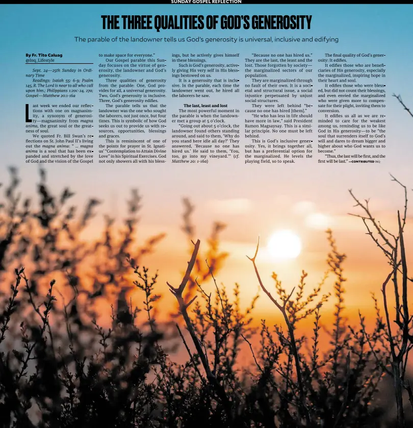 THE THREE QUALITIES OF GOD’S GENEROSITY - PressReader