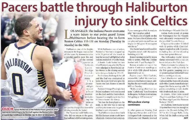 Pacers battle through Haliburton injury to sink Celtics - PressReader