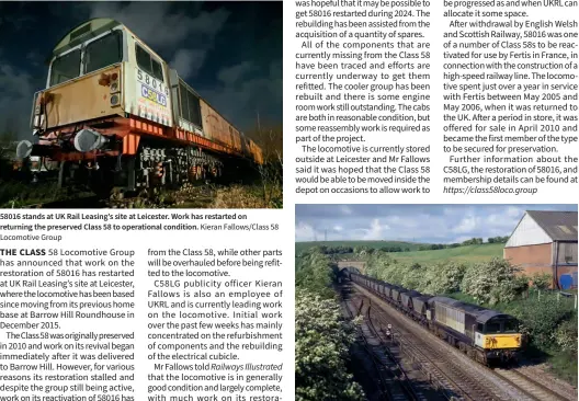 Class 58 Locomotive Group restarts work on 58016 revival - PressReader
