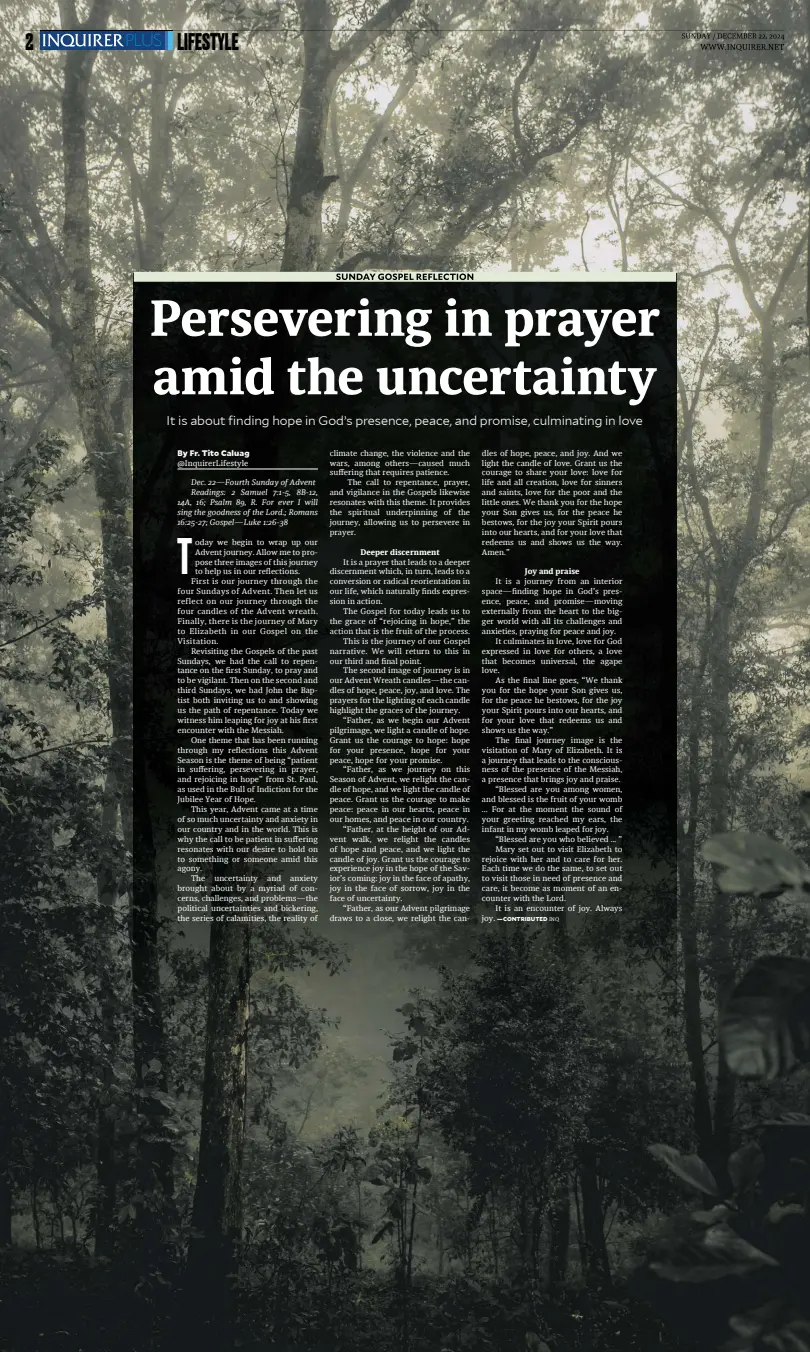 Perseverin­g in prayer amid the uncertaint­y - PressReader