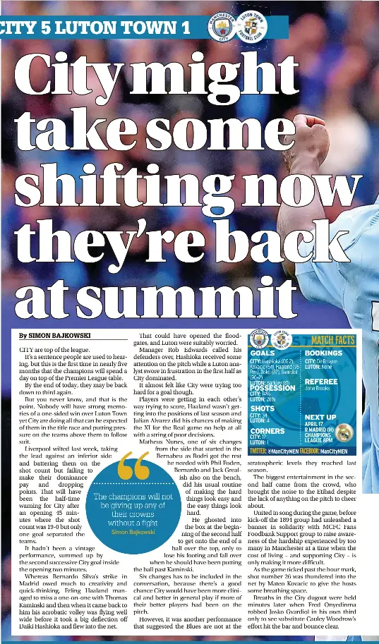 City might take some shifting now they’re back at summit - PressReader