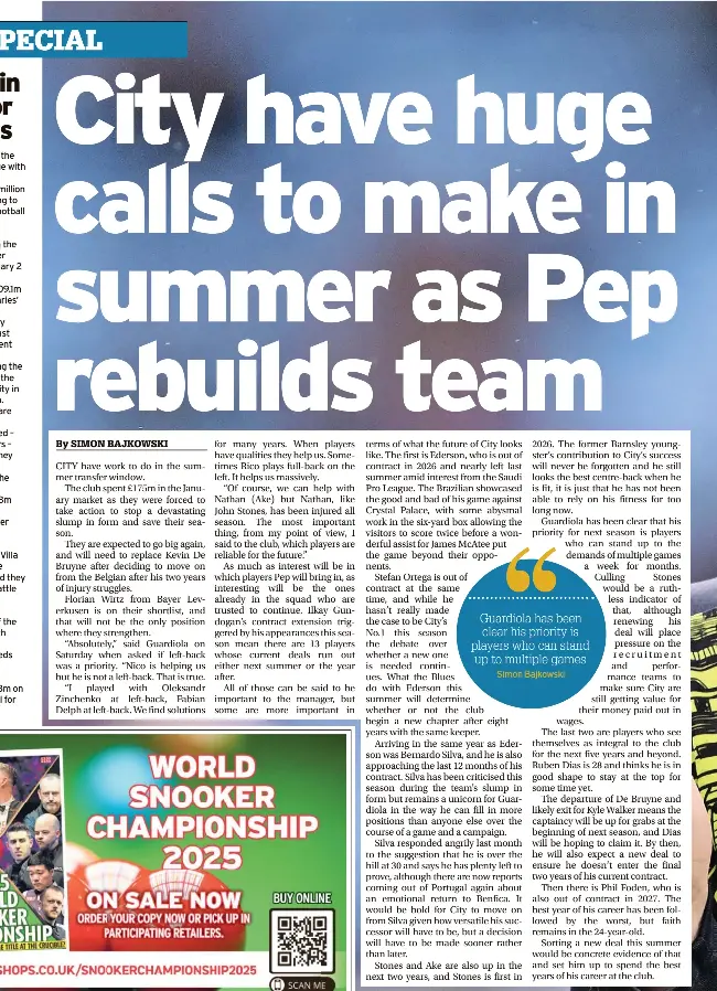 City have huge calls to make in summer as Pep rebuilds team - PressReader