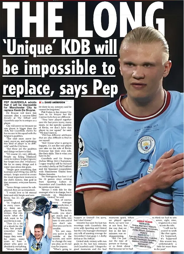 THE LONG ‘Unique’ KDB will be impossible to replace, says Pep - PressReader