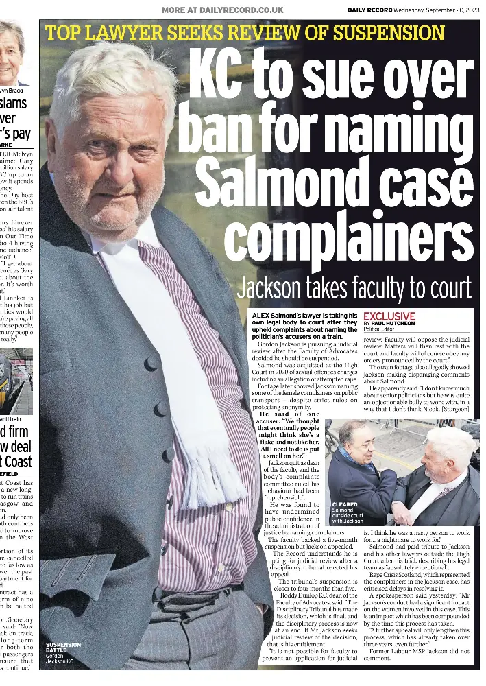 KC to sue over ban for naming Salmond case complainer­s - PressReader