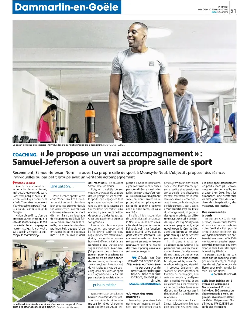 «Je propose un vrai nadccompag­nement » : Samuel-Jeferson a ouvert sa propre salle de sport ...