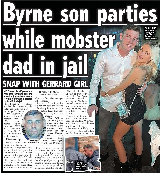 Byrne son parties while mobster dad in jail SNAP WITH GERRARD GIRL - PressReader