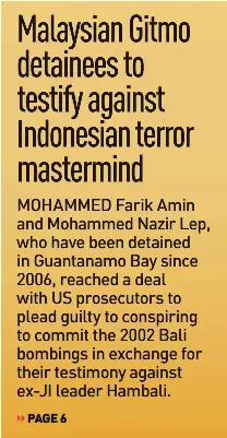 Malaysian Gitmo detainees to testify against Indonesian terror ...