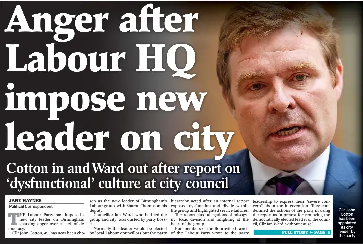 Anger after Labour HQ impose new leader on city - PressReader