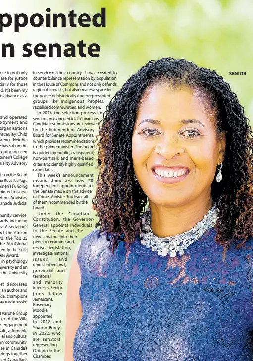 Jamaican appointed to Canadian senate - PressReader