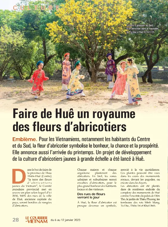 Faire de Huê un royaume des fleurs d’abricotier­s - PressReader