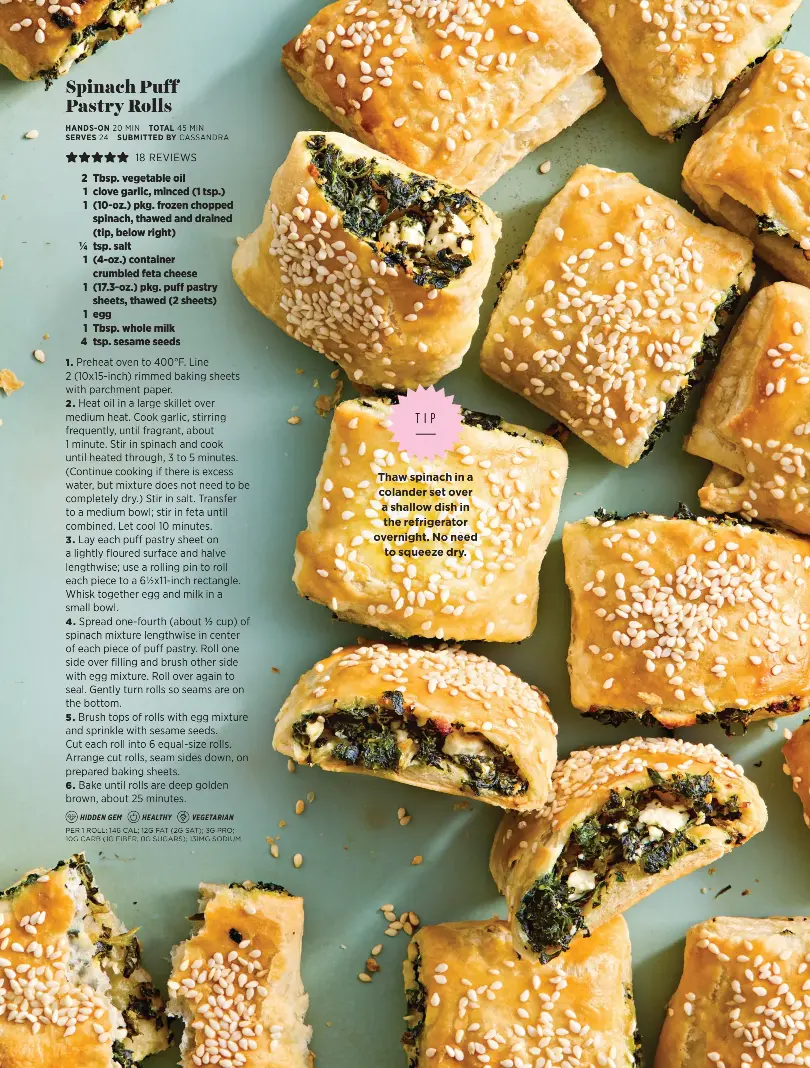 Spinach Puff Pastry Rolls - PressReader