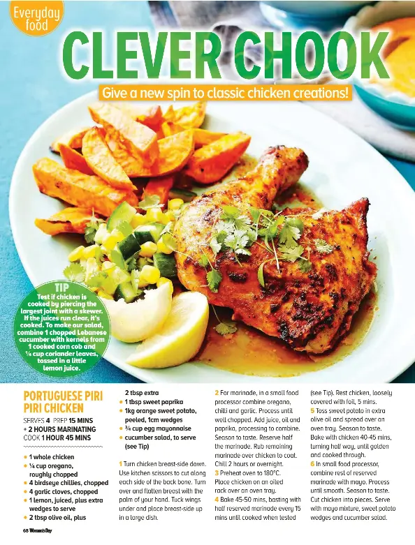 PORTUGUESE PIRI PIRI CHICKEN SERVES 4 PREP 15 MINS + 2 HOURS MARINATING COOK 1 HOUR 45 MINS ...