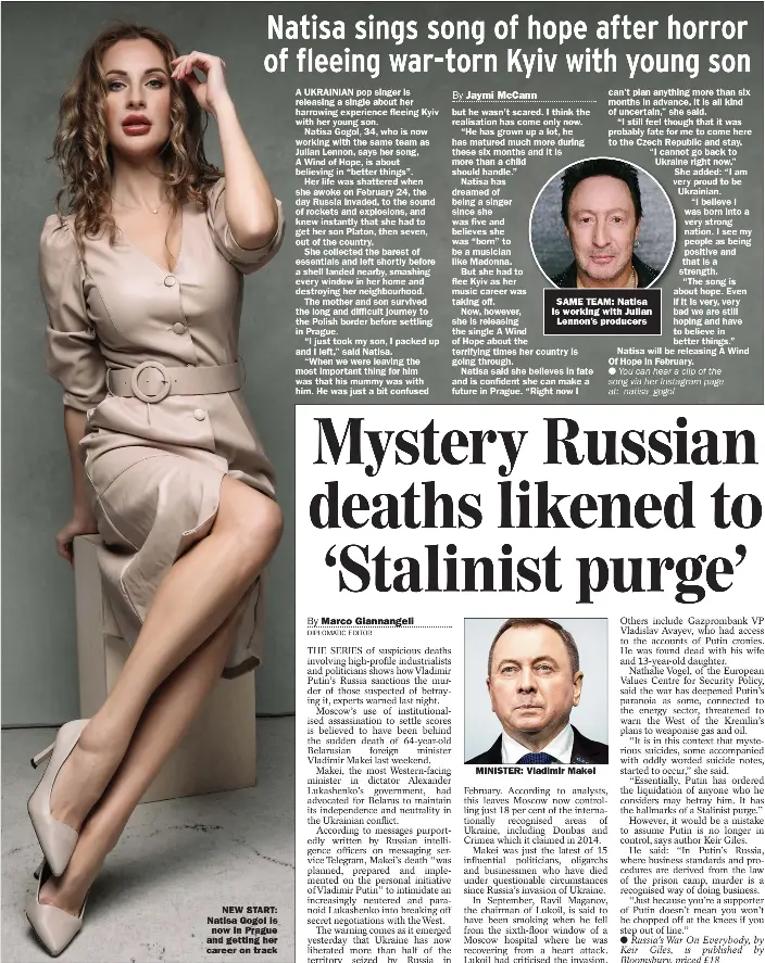 Natisa sings song of hope after horror of fleeing war-torn Kyiv with young son - PressReader