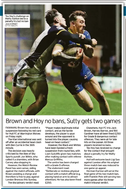 Brown and Hoy no bans, Sutty gets two games - PressReader