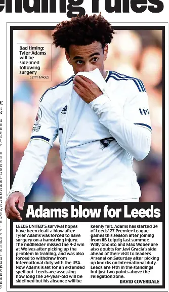 Adams blow for Leeds - PressReader