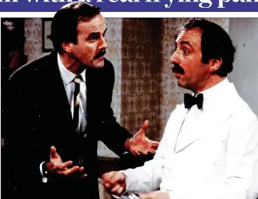 Manuel’s knockout blow... after Basil hit him with a real frying pan ...