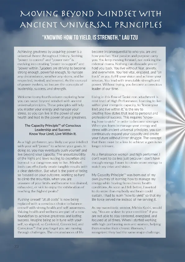 Moving Beyond Mindset With Ancient Universal Principles - PressReader