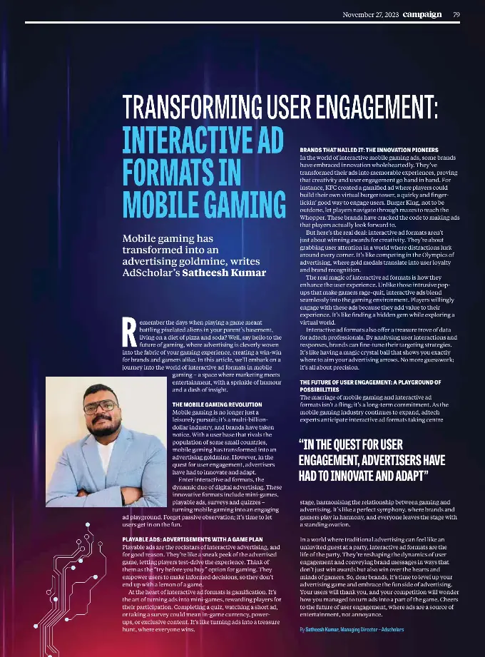 TRANSFORMI­NG USER ENGAGEMENT: INTERACTIV­E AD FORMATS IN MOBILE GAMING - PressReader